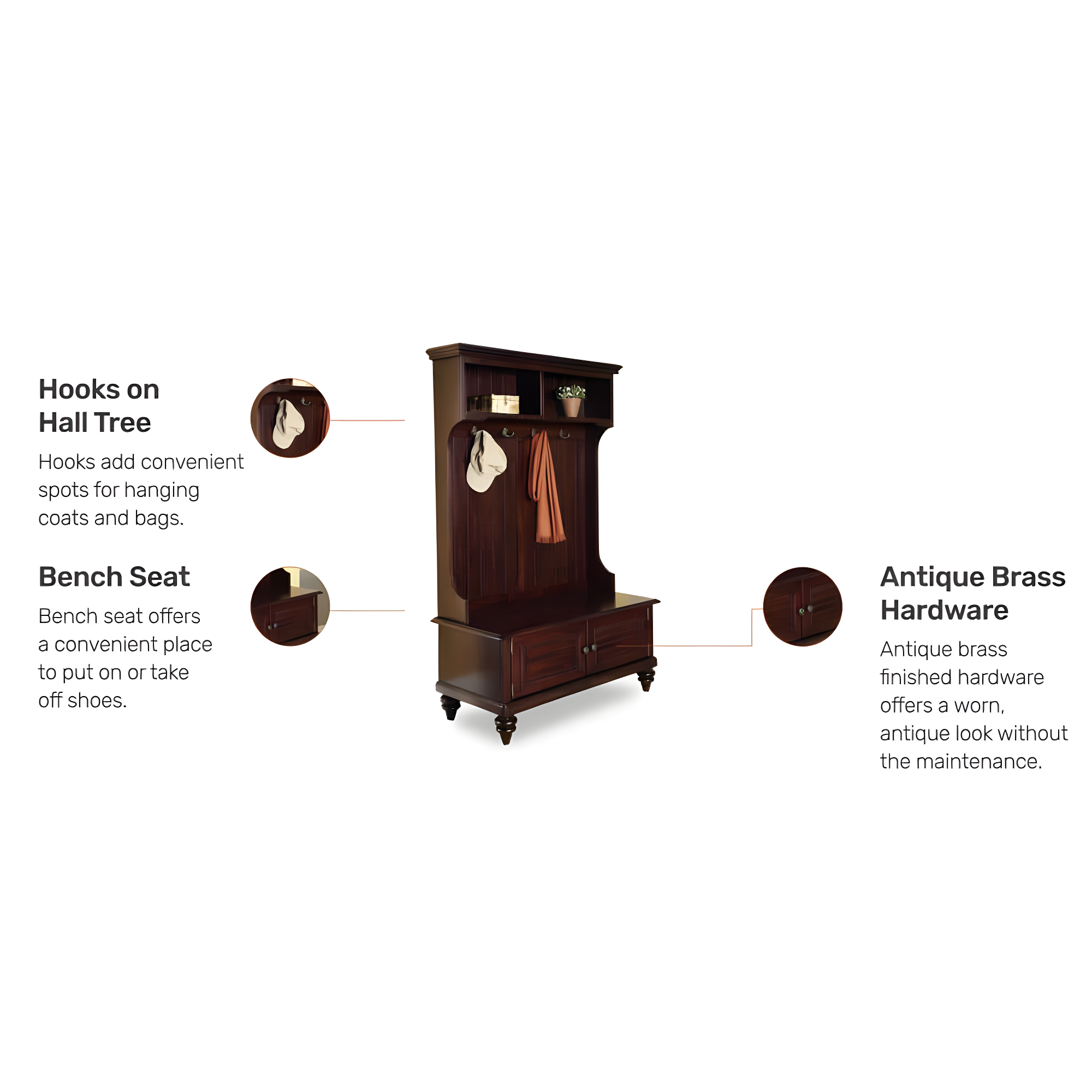 Save $570 • Bermuda Traditional 8-Hook Hall Tree With Cubbies And ...